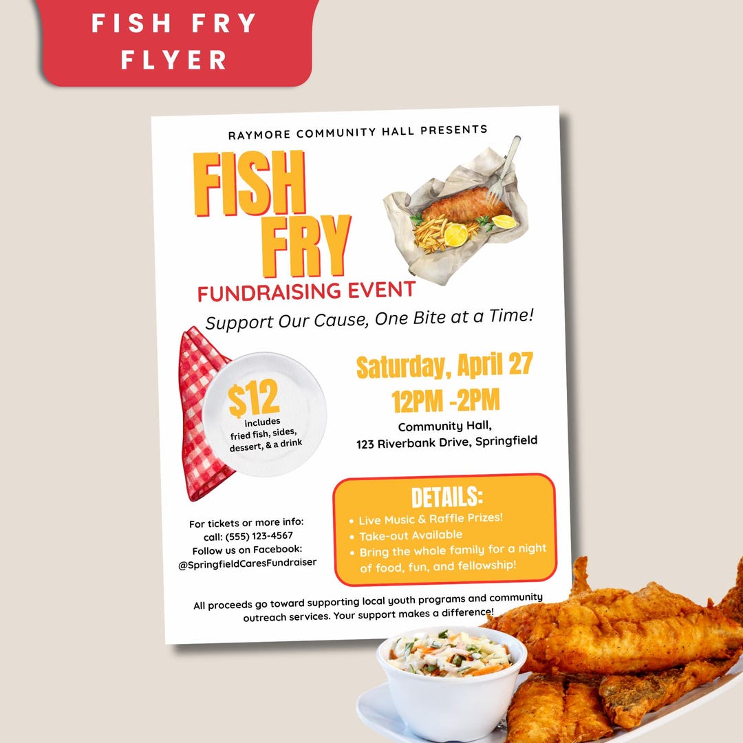 Fish Fry Fundraiser Flyer, Fish Fry Event, Fish Dinner Flyer ...