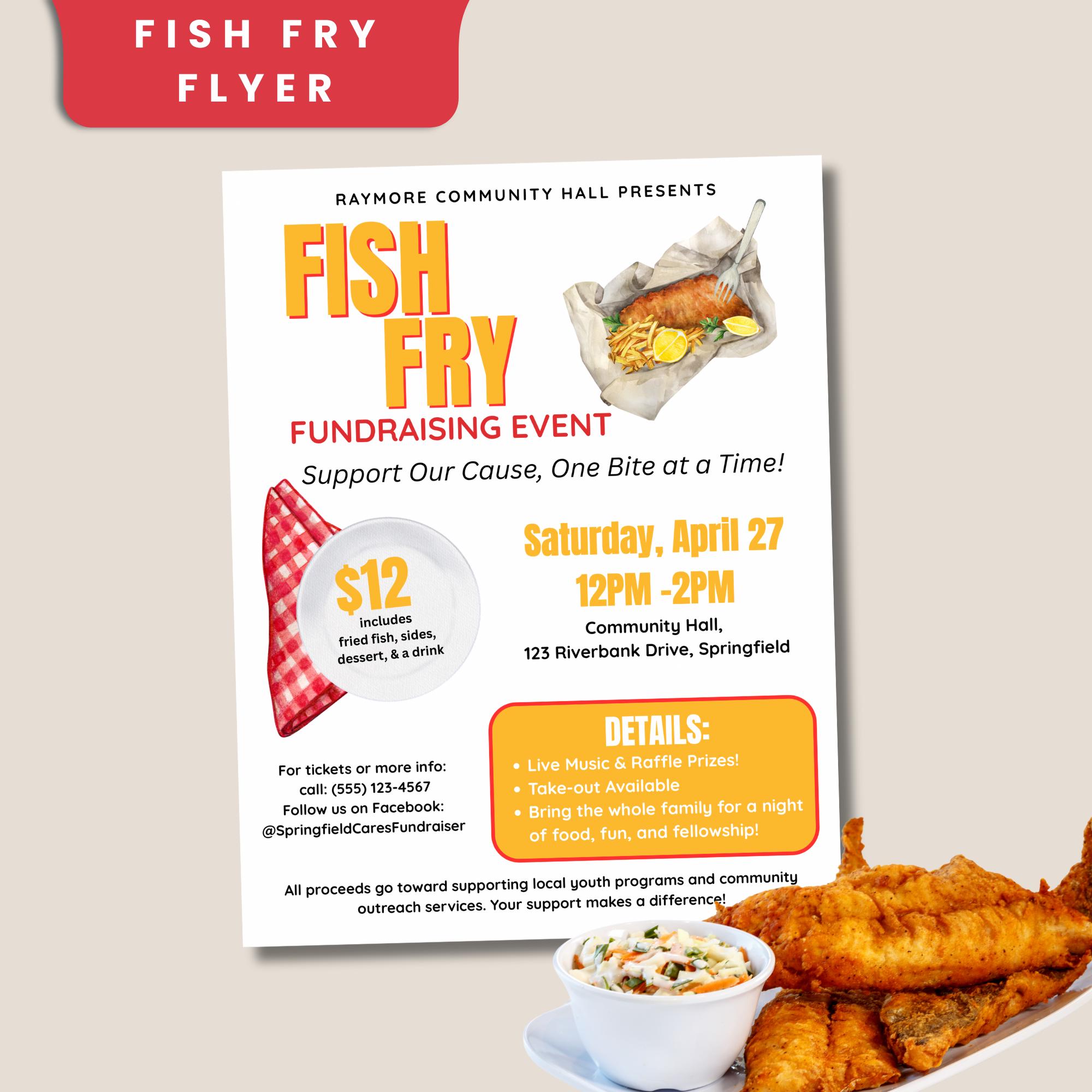 Fish Fry Fundraiser Flyer, Fish Fry Event, Fish Dinner Flyer ...