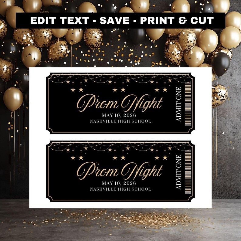 Prom Night Ticket, Prom Ticket, Printable Ticket, Ticket Template ...