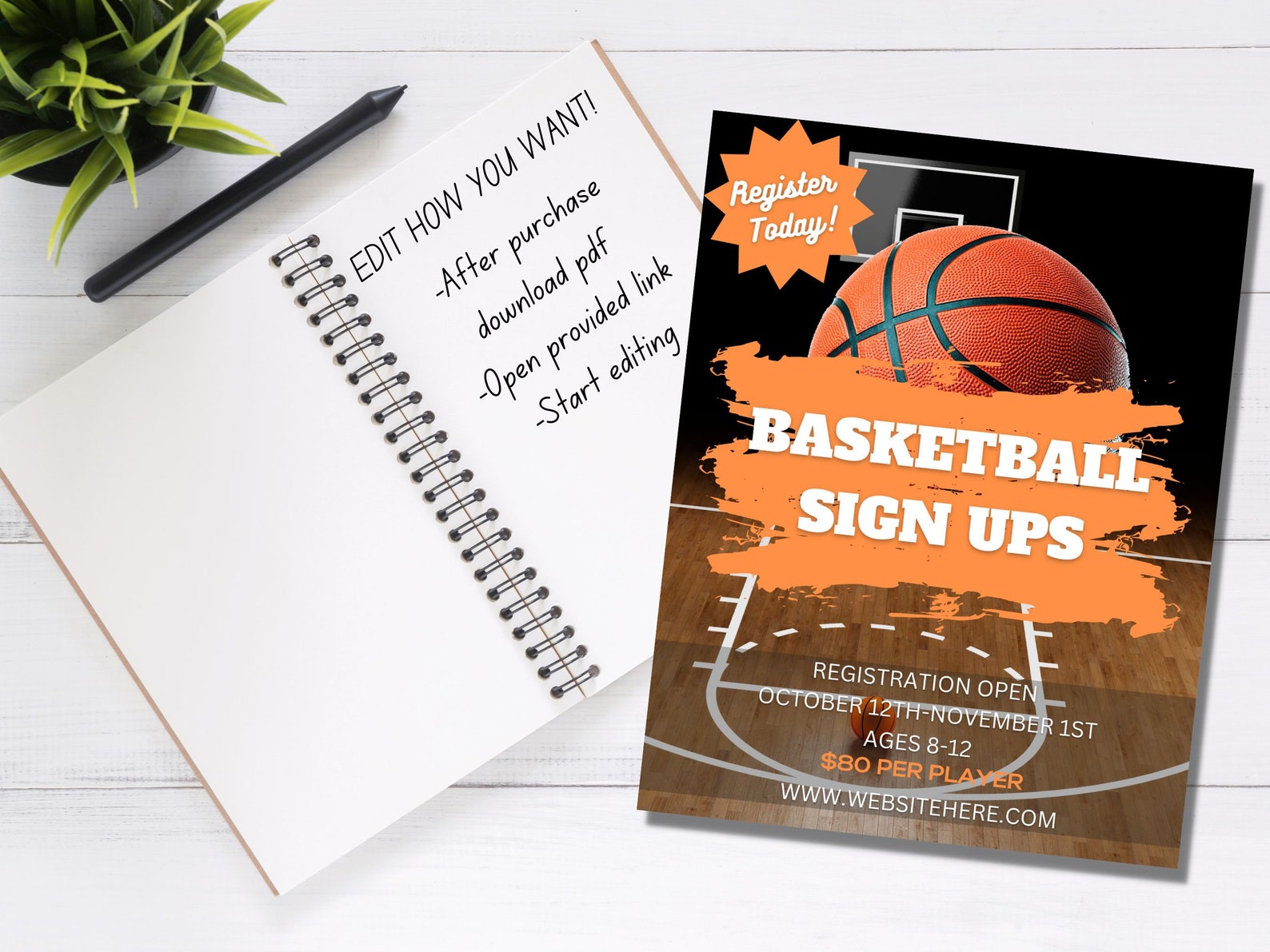 Editable Flyer, Basketball Flyer, Basketball Sign up Flyer, Canva Flyer ...