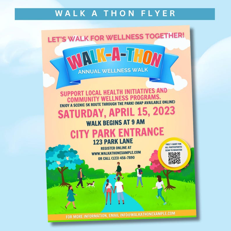 Walk a Ton Flyer Template, Walking Flyer, Walk Event Flyer, Canva ...