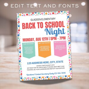Back to School Flyer, Editable Flyer, Back to School Night, Meet the ...