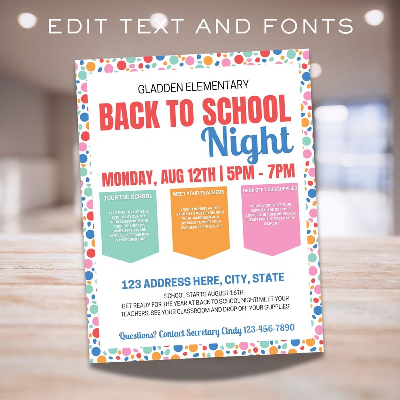 Back to School Flyer, Editable Flyer, Back to School Night, Meet the ...