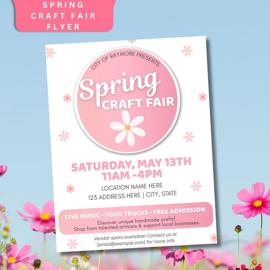 Spring Craft Show Flyer, Craft Show Flyer, Craft Event Template, Venor ...