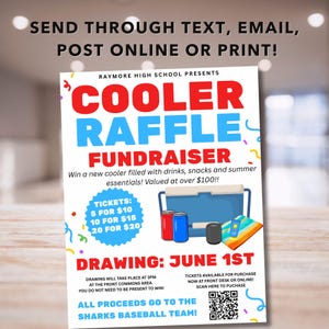 Cooler Raffle Fundraiser Flyer, Raffle Event, Summer Raffle Flyer ...