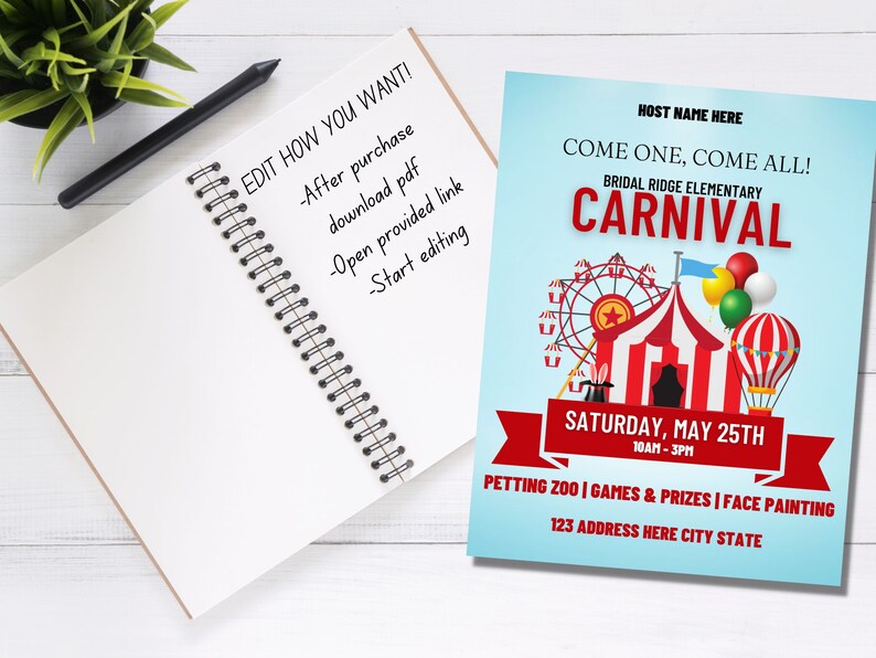 EDITABLE Carnival Flyer, Canival Template, Canva Template, Fair Flyer ...