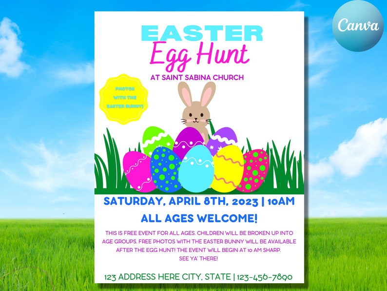 Editable Easter Egg Hunt Flyer, Easter Event Flyer, Easter Flyer, Egg ...