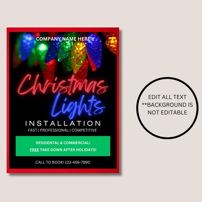 Editable Christmas Light Installation Flyer, Editable Flyer, Business ...