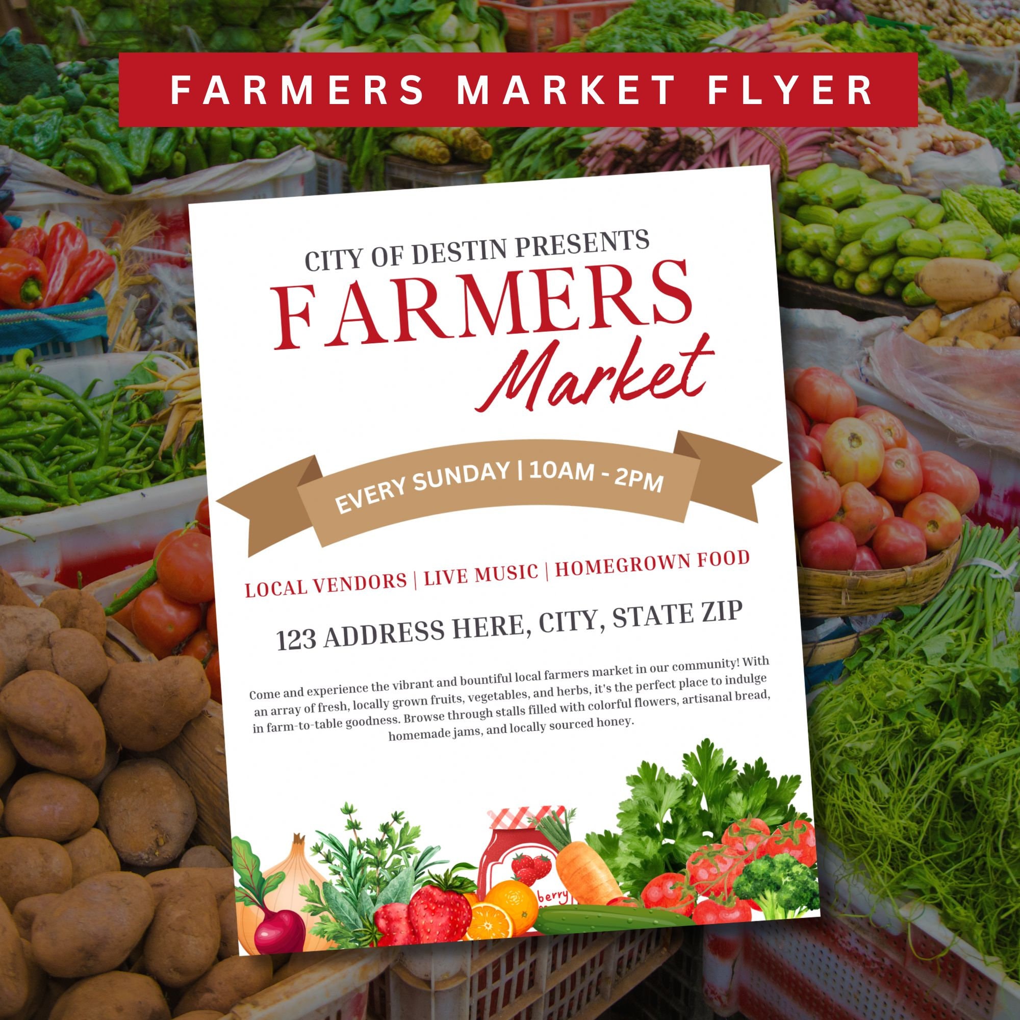 Farmers Market Flyer, Market Flyer Template, Farmers Market Advertising ...