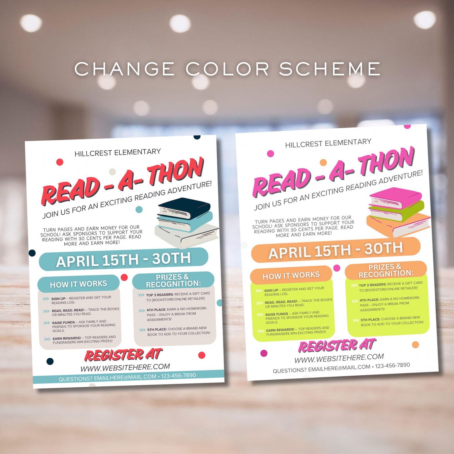 Read a Thon Flyer, Reading Challenge Flyer, Book a Thon Flyer, Book ...