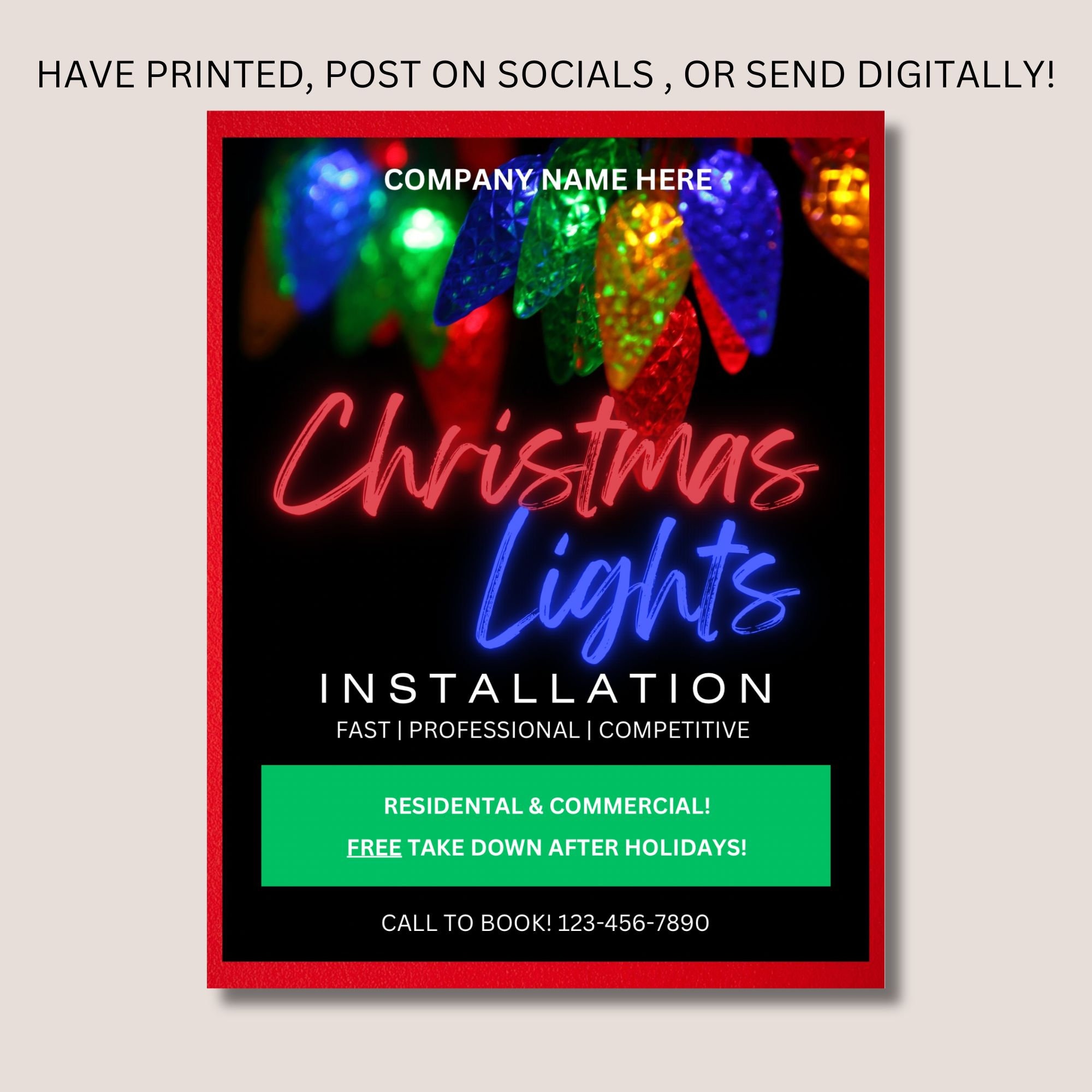 Editable Christmas Light Installation Flyer, Editable Flyer, Business ...
