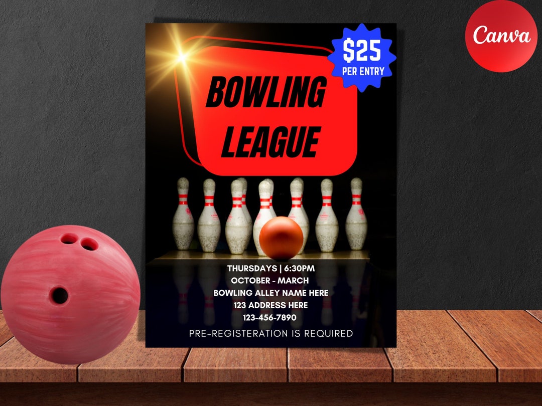 Editable Flyer Bowling League, Bowling Tournament, Bowling Flyer ...