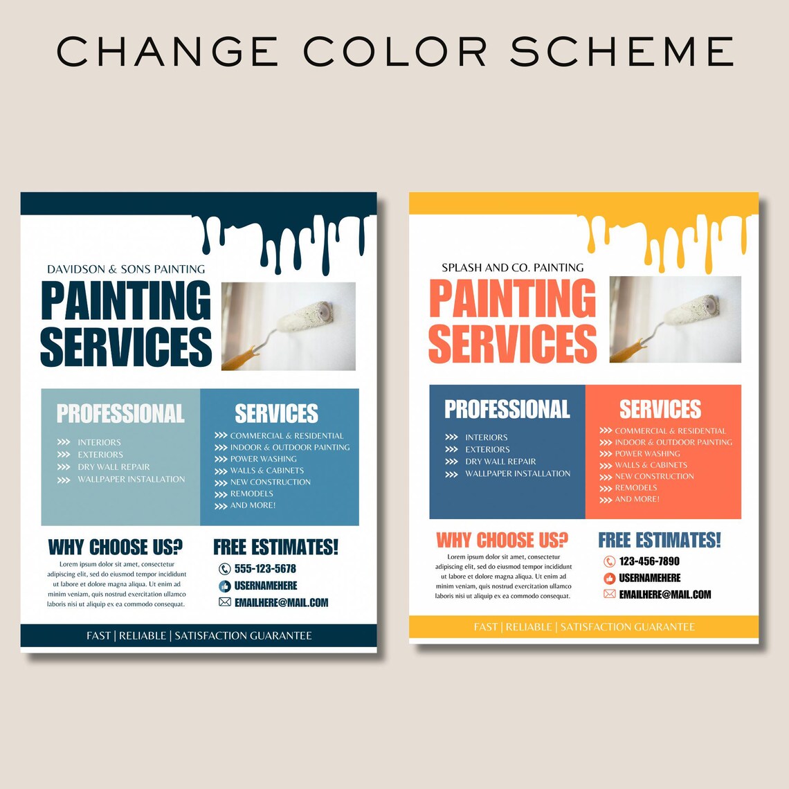 Editable Painting Service Flyer, Home Painting Flyer, Painting Business ...