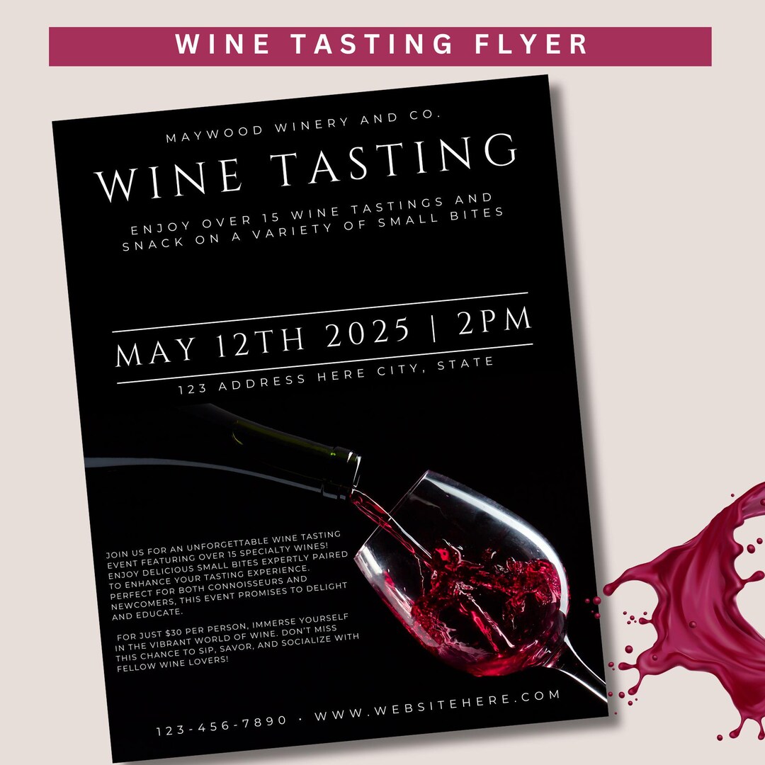 Wine Tasting Flyer, Wine Event Flyer, Winery Flyer, Winery ...