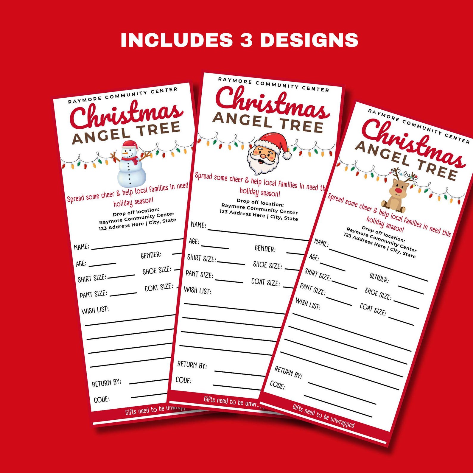 Christmas Angel Tree Tag Template, Giving Tree Tags, Christmas Tag ...