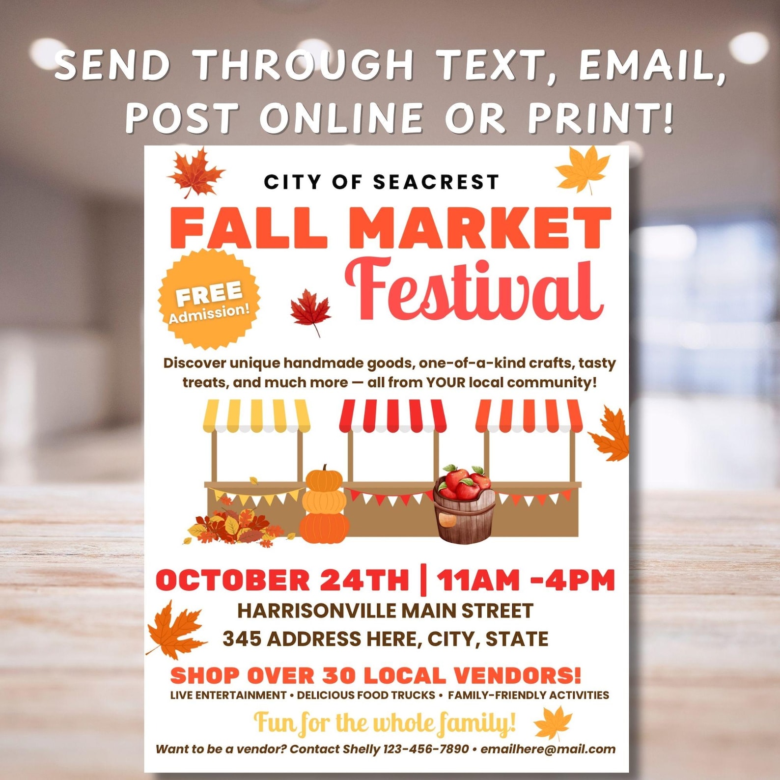 Fall Festival Flyer, Fall Festival Vendor Event, Fall Flyer, Fall Fest ...