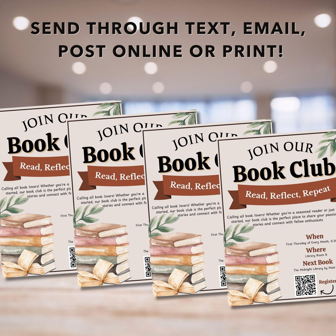 Book Club Flyer, Book Flyer, Book Group Flyer, Library Flyer, Book ...