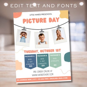 Editable Picture Day Flyer, School Pictures Flyer, School Photographer ...