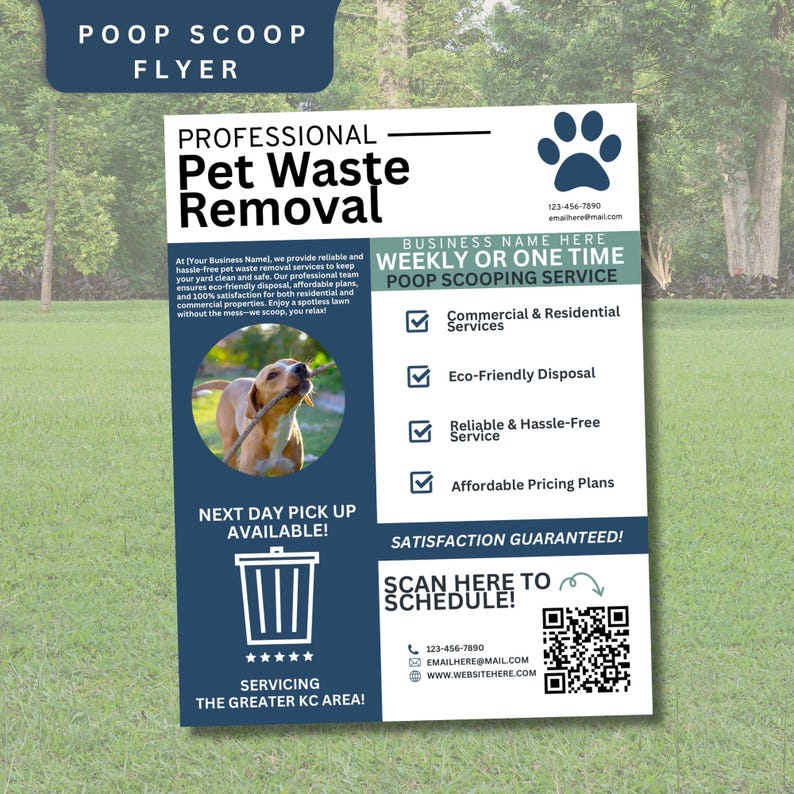 Poop Scooping Service Flyer, Poop Scooper Flyer, Poo Clean up Flyer ...