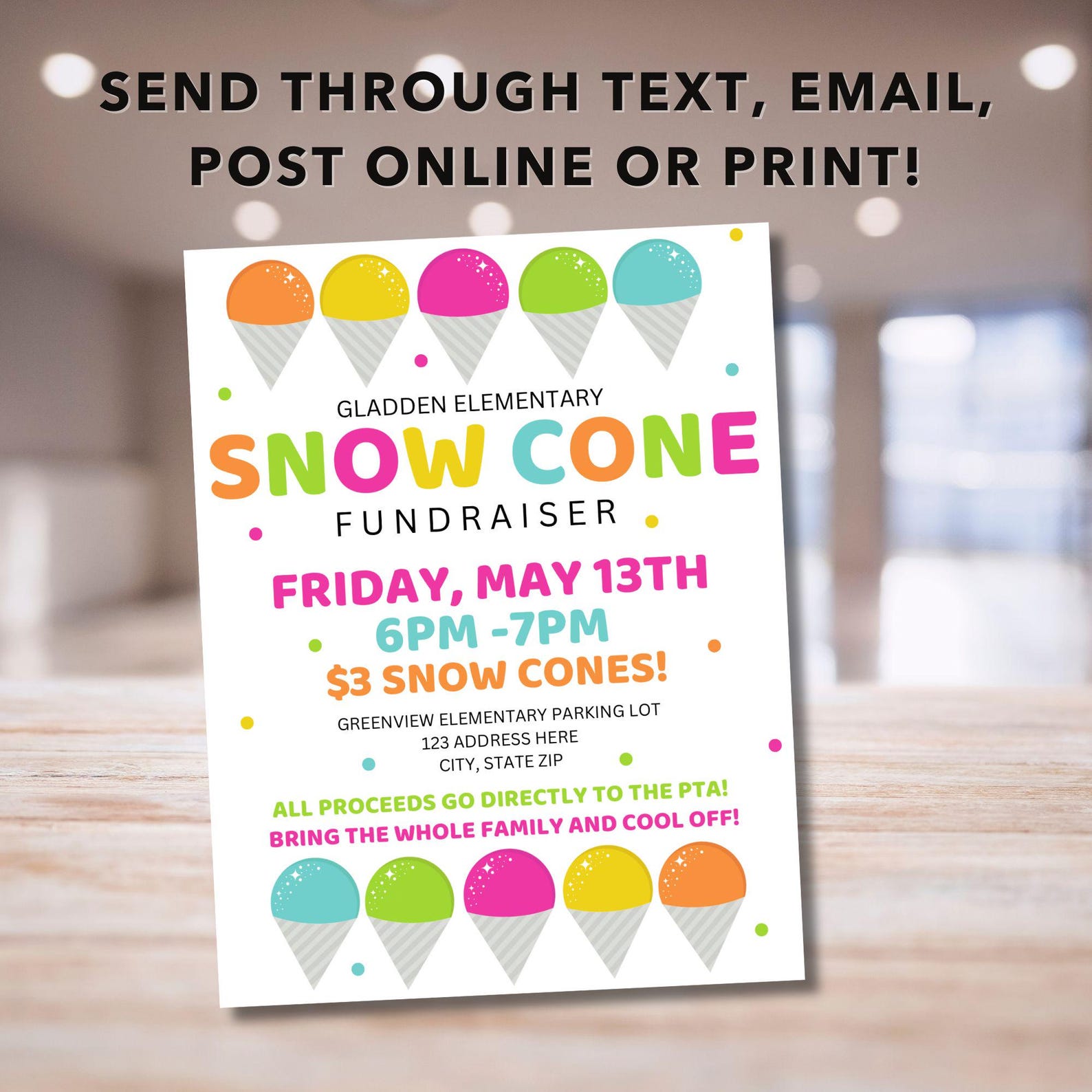 Snow Cone Fundraiser Flyer, Snow Cone Event, Snow Cone Flyer ...