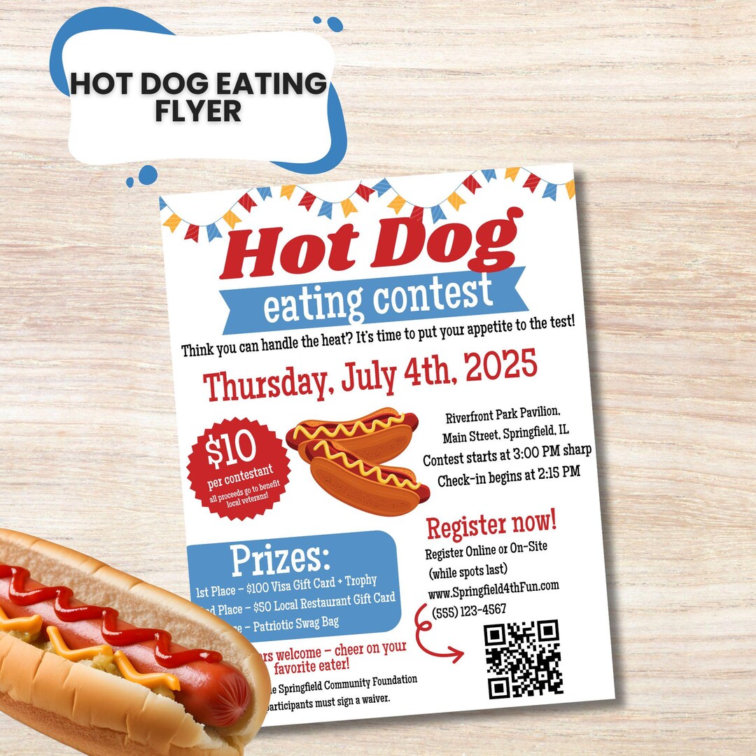 Hot Dog Eating Contest Flyer, Hot Dog Contest , Hot Dog Flyer ...