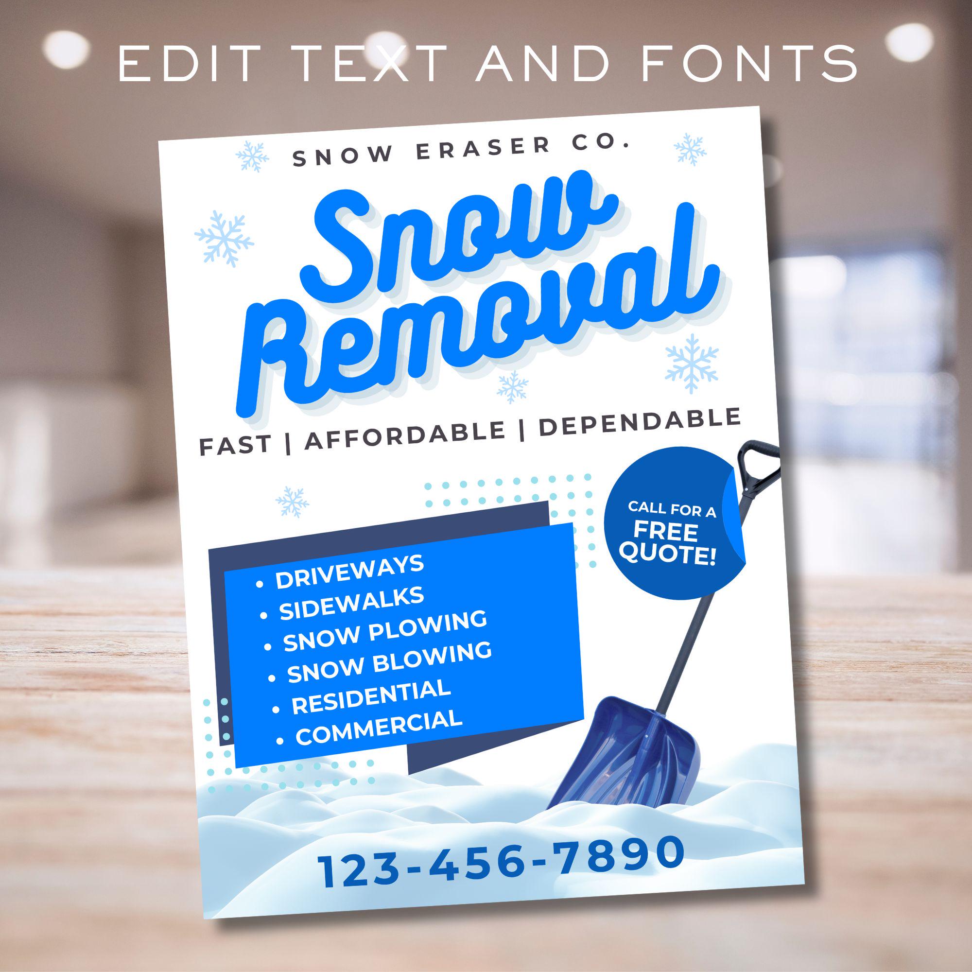 Snow Removal Flyer, Snow Removal Service, Snow Shoveling Flyer, Winter ...