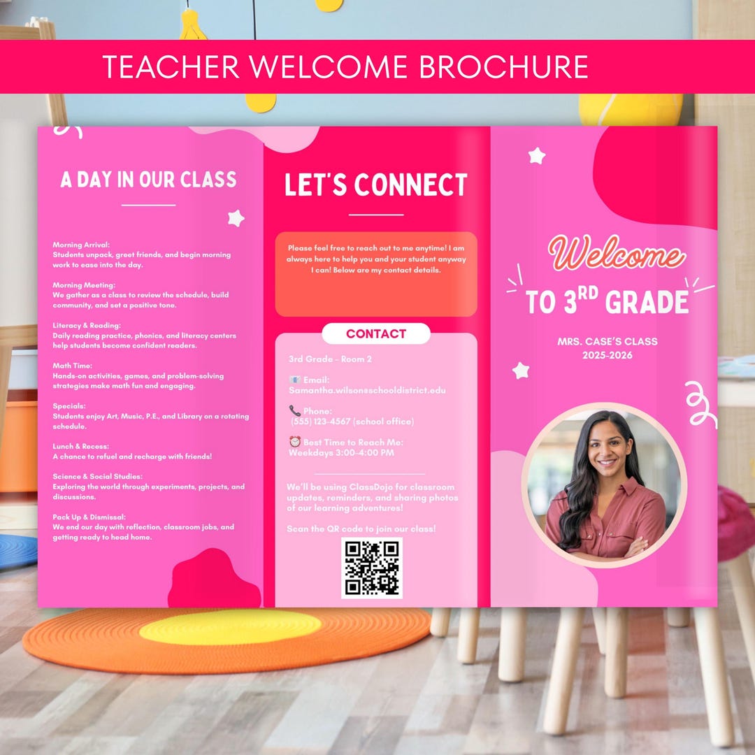 Tri-fold Brochure Meet the Teacher, Classroom Welcome Brochure, First ...