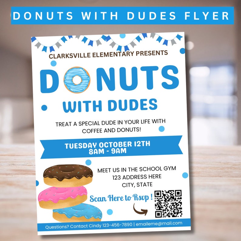 Donuts With Dudes Flyer, Donuts With Dads Flyer, Donut Event Flyer ...