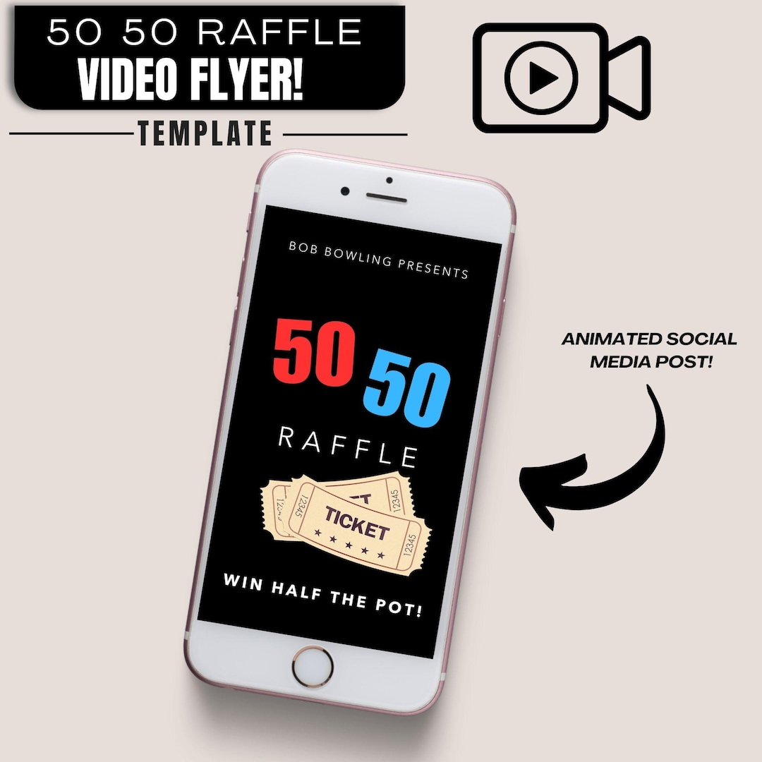 50 50 Raffle Fundraiser Video Ad, Raffle Event, Raffle Flyer ...