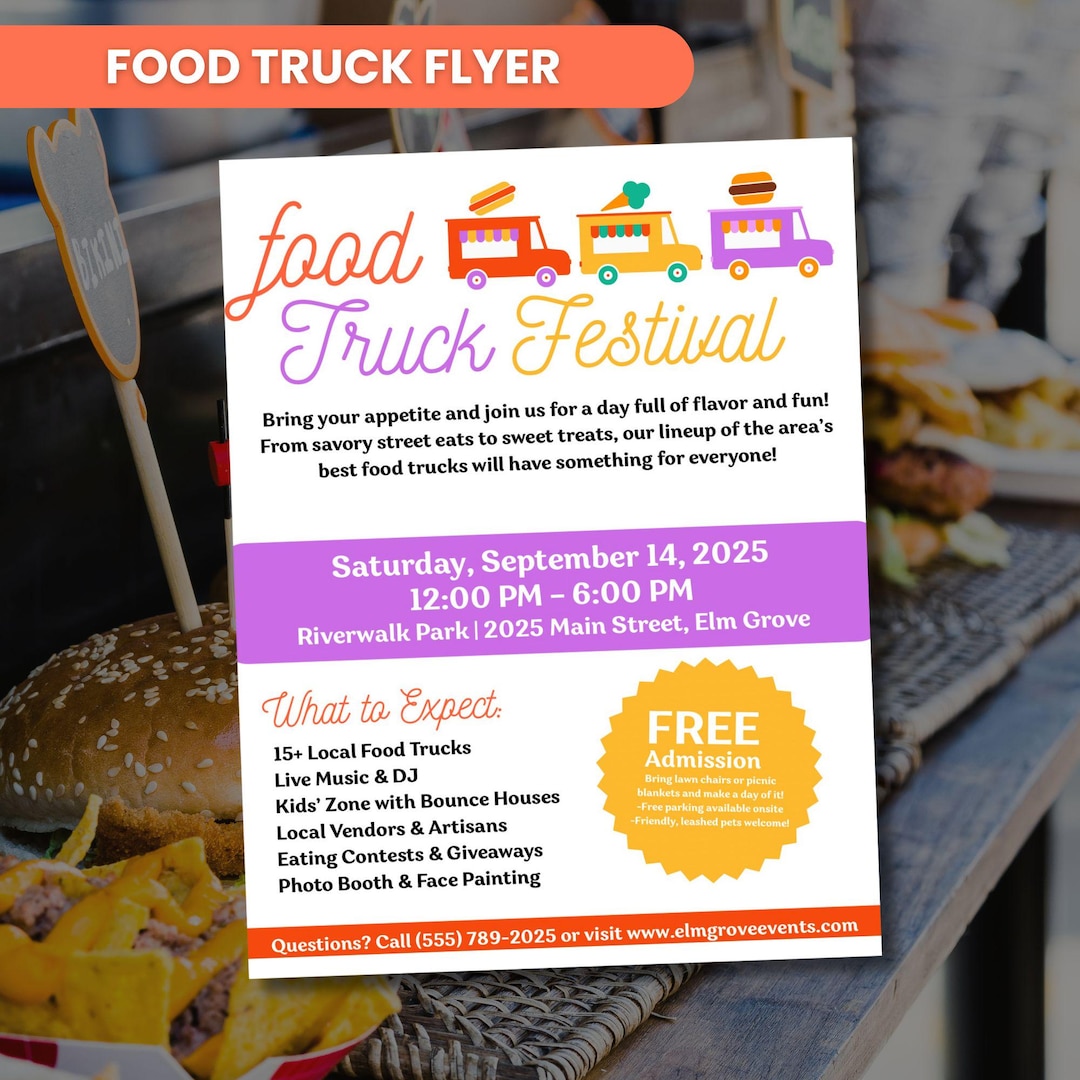 Food Truck Festival Flyer Template | Editable Canva Flyer | Community ...