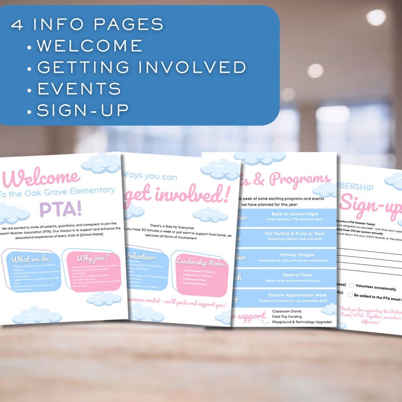 PTA Welcome Packet Template | Editable Parent Teacher Association Guide ...