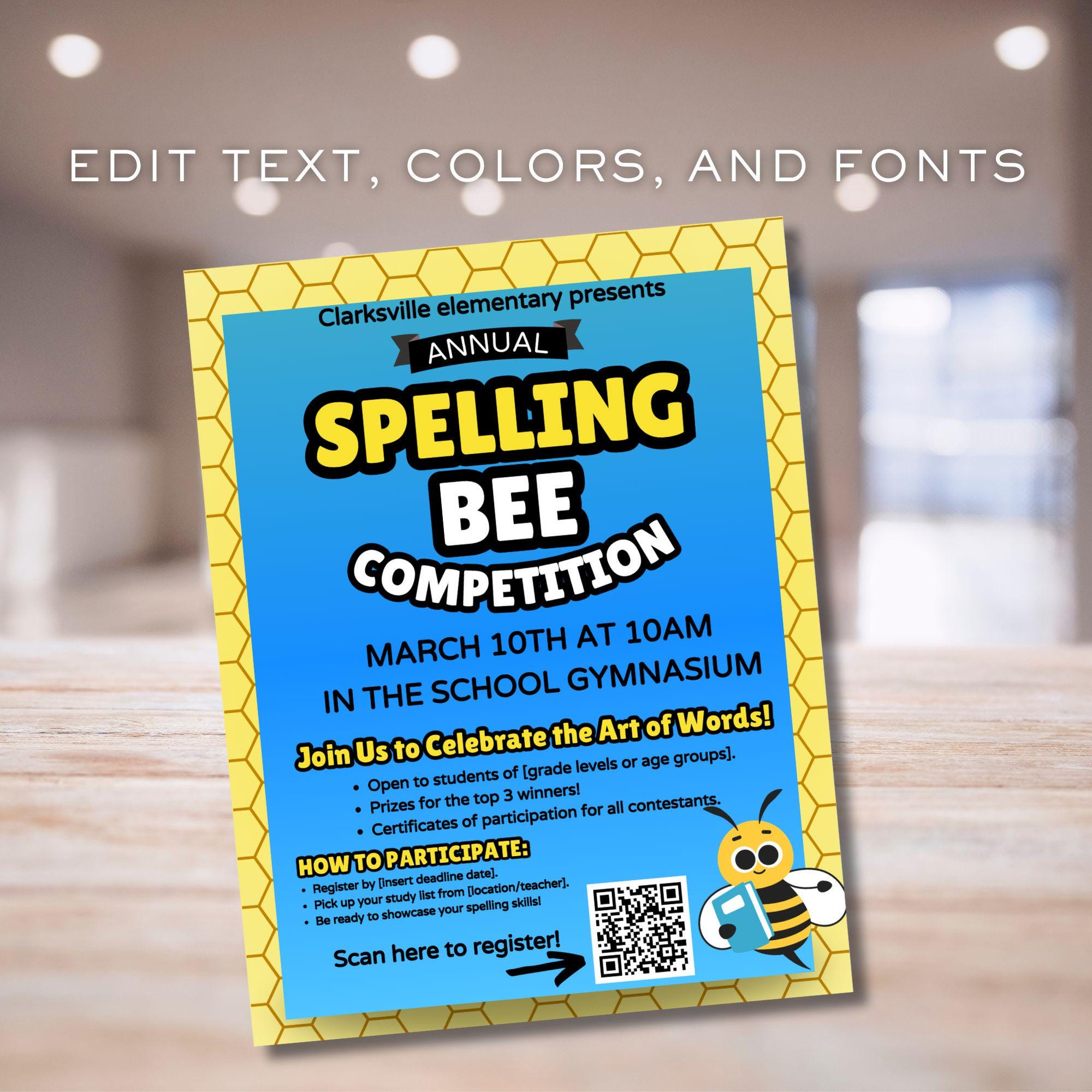 Spelling Bee Flyer, School Spelling Bee, Spelling Competition, Spelling ...