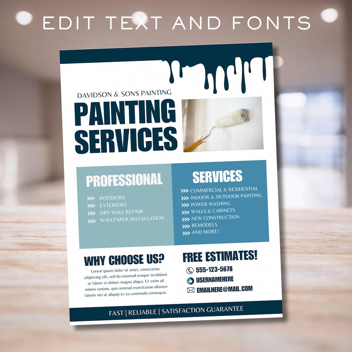 Editable Painting Service Flyer, Home Painting Flyer, Painting Business ...