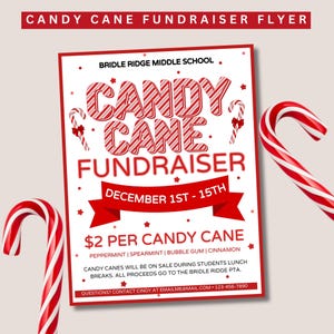 Editable Candy Cane Flyer, Candy Cane Fundraiser Flyer, Candy Cane ...