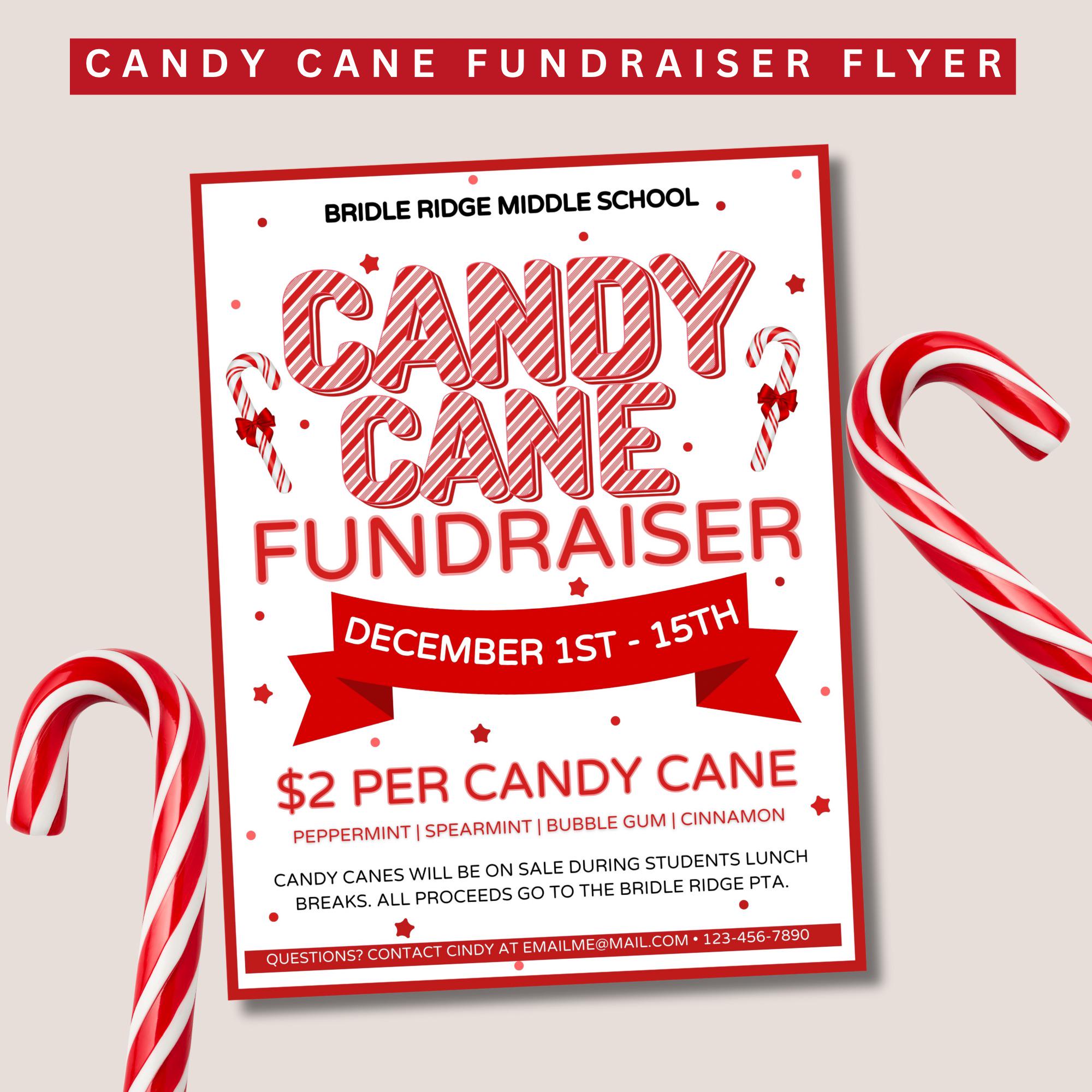 Editable Candy Cane Flyer, Candy Cane Fundraiser Flyer, Candy Cane ...