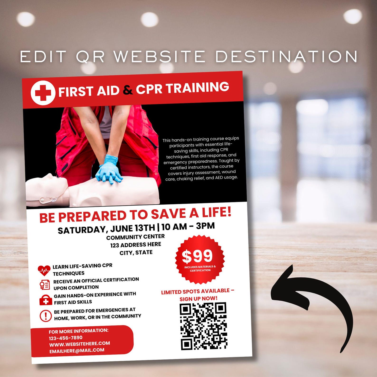First Aid and CPR Flyer, CPR Training, First Aid Flyer, Fundraiser ...