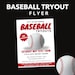 Editable Flyer, Baseball Tryout Flyer, Baseball Sign up Flyer, Canva ...
