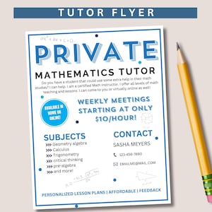 Math Tutor Flyer, Math Teacher Flyer, Tutoring Flyer, Tutoring ...