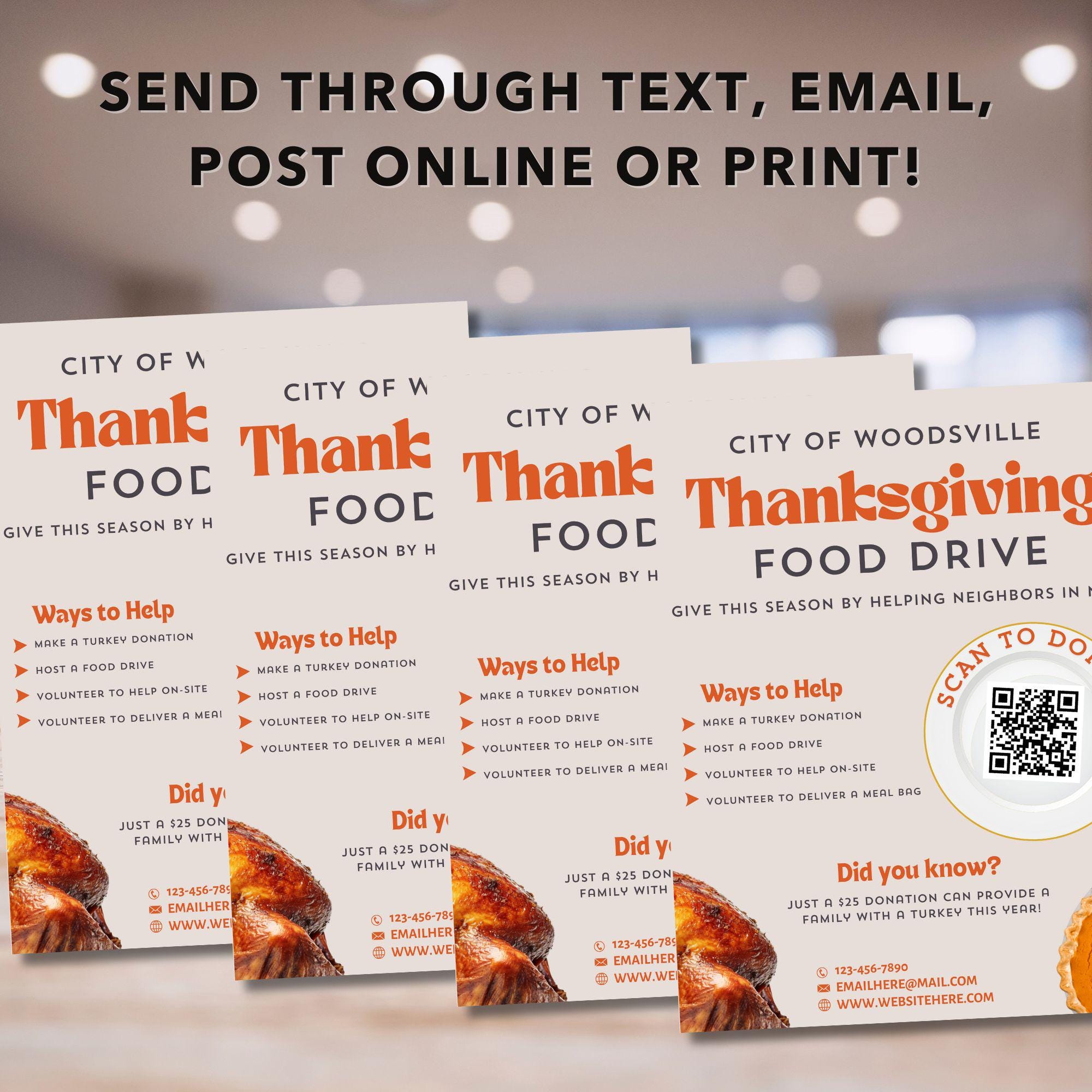 Thanksgiving Food Drive Flyer, Food Drive Flyer, Editable Flyer ...