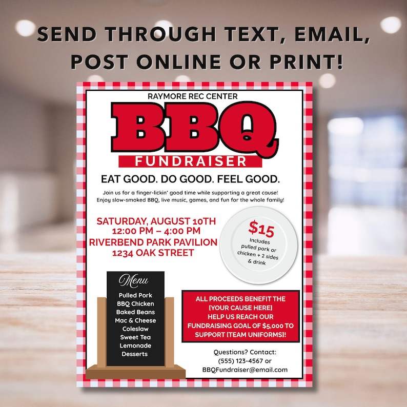 Barbecue Fundraiser Flyer, BBQ Event Flyer, BBQ Theme Flyer, Fundraising Flyer, Fundraiser ...
