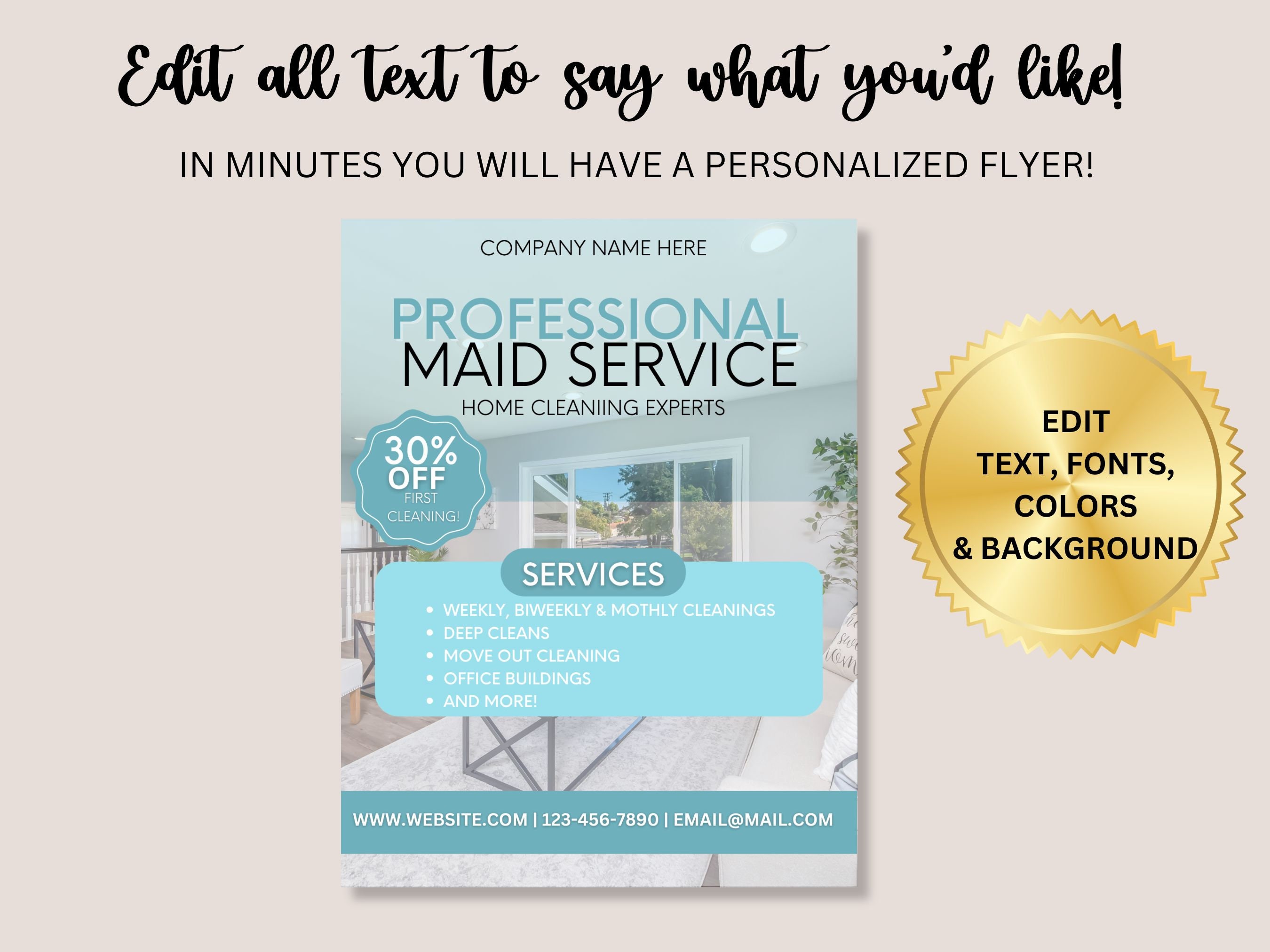Editable Cleaning Service Flyer, Housekeeping Service Flyer, Maid ...