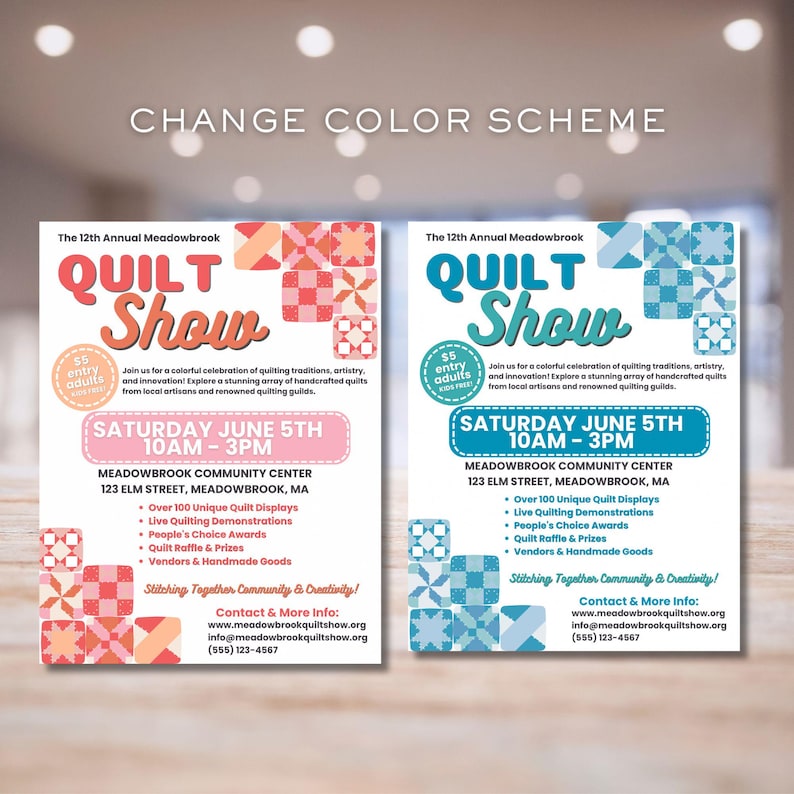 Quilt Show Flyer Template | Editable Quilt Event Poster | Pastel ...