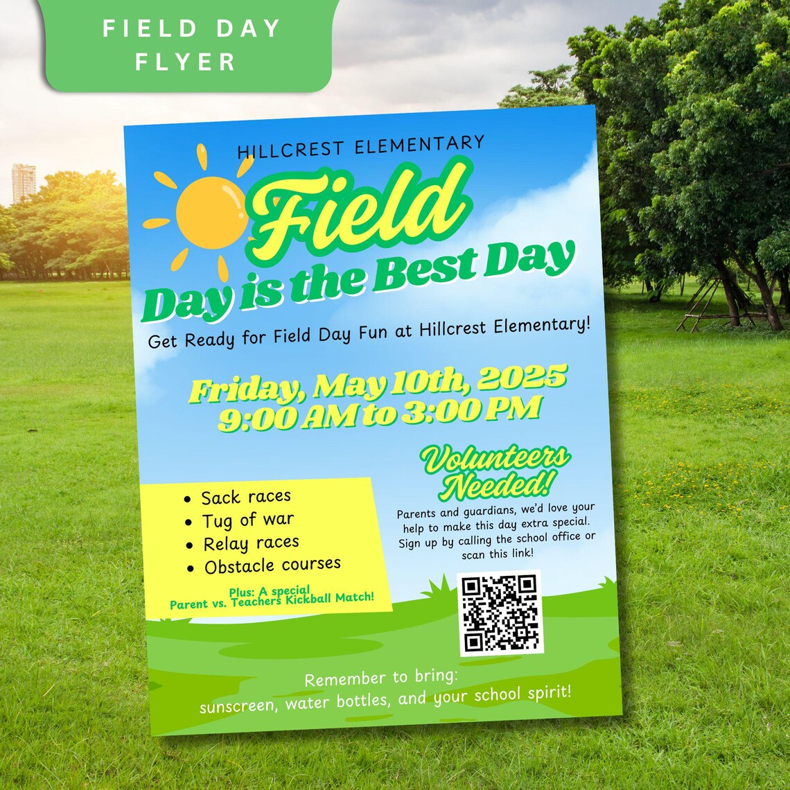 School Field Day Flyer, Editable Field Day Flyer, Fun Day Flyer, School ...