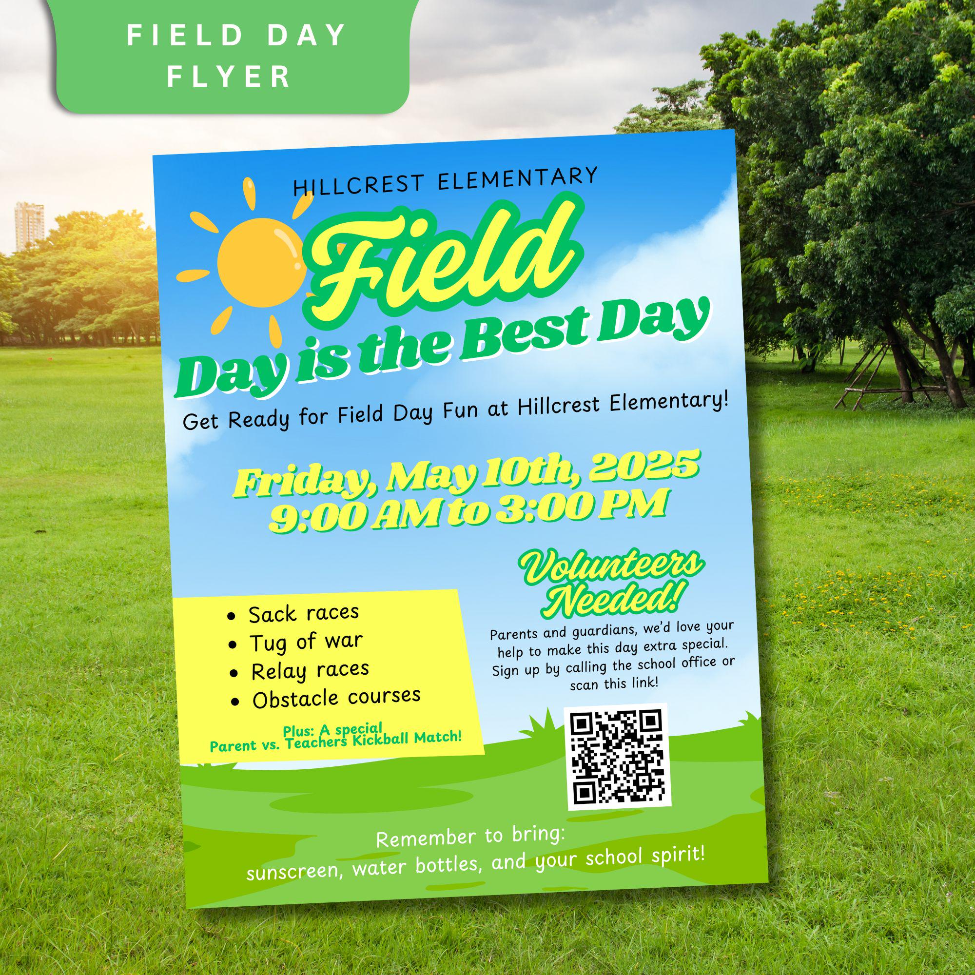 School Field Day Flyer, Editable Field Day Flyer, Fun Day Flyer, School ...