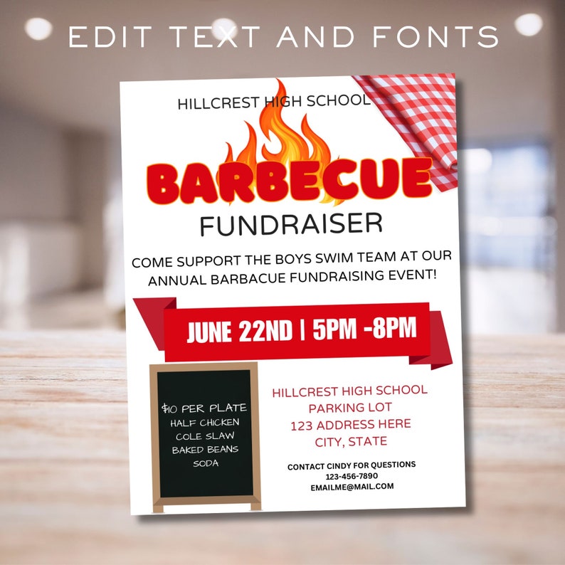 Barbecue Fundraiser Flyer, BBQ Event Flyer, BBQ Theme Flyer ...
