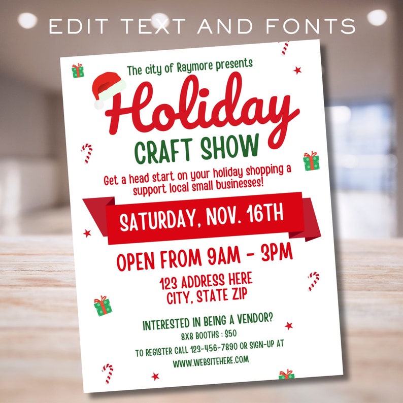 Editable Holiday Craft Show Flyer, Holiday Event Flyer, Craft Show ...