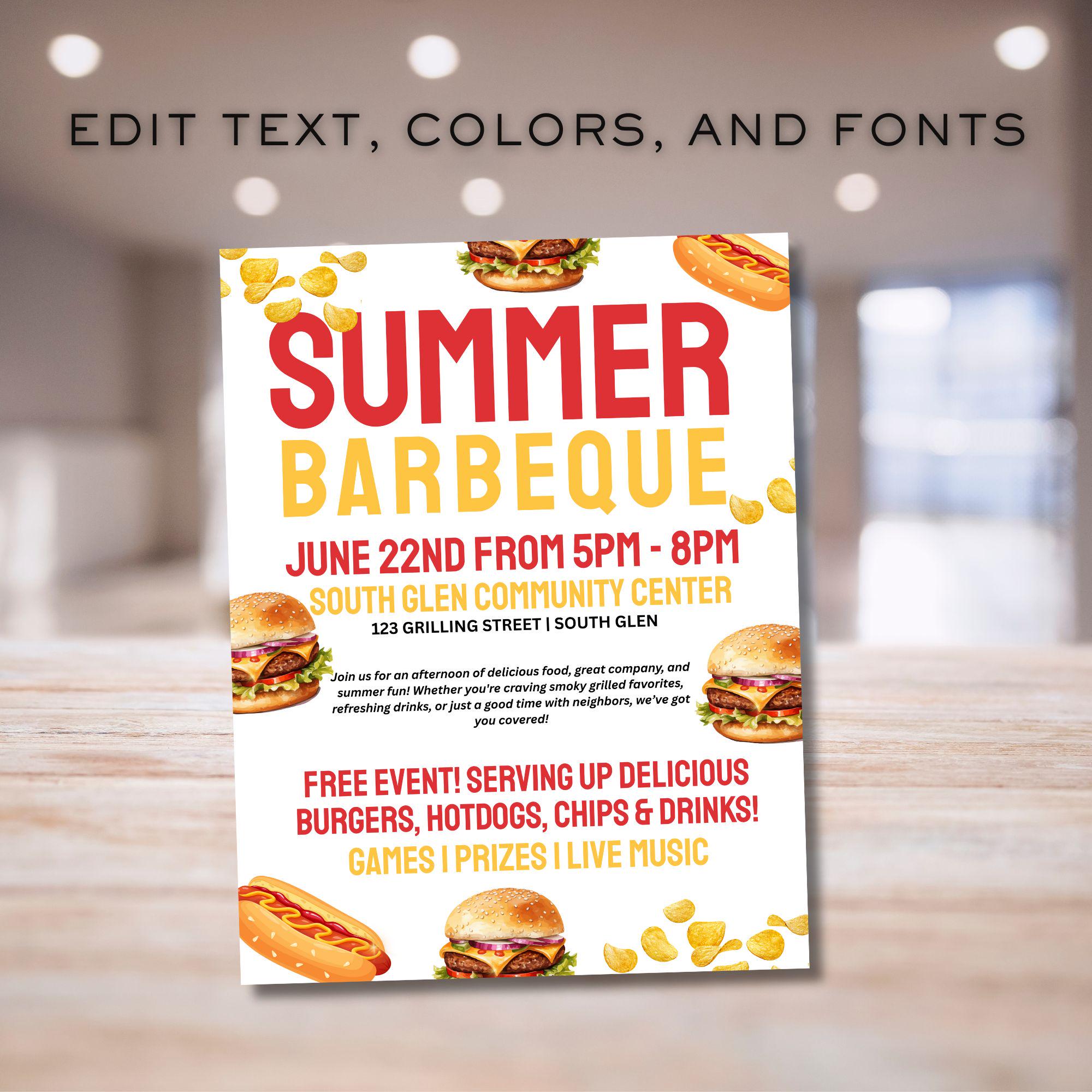 Summer Barbecue Event Flyer, Barbecue Flyer, Summer BBQ, BBQ Flyer ...