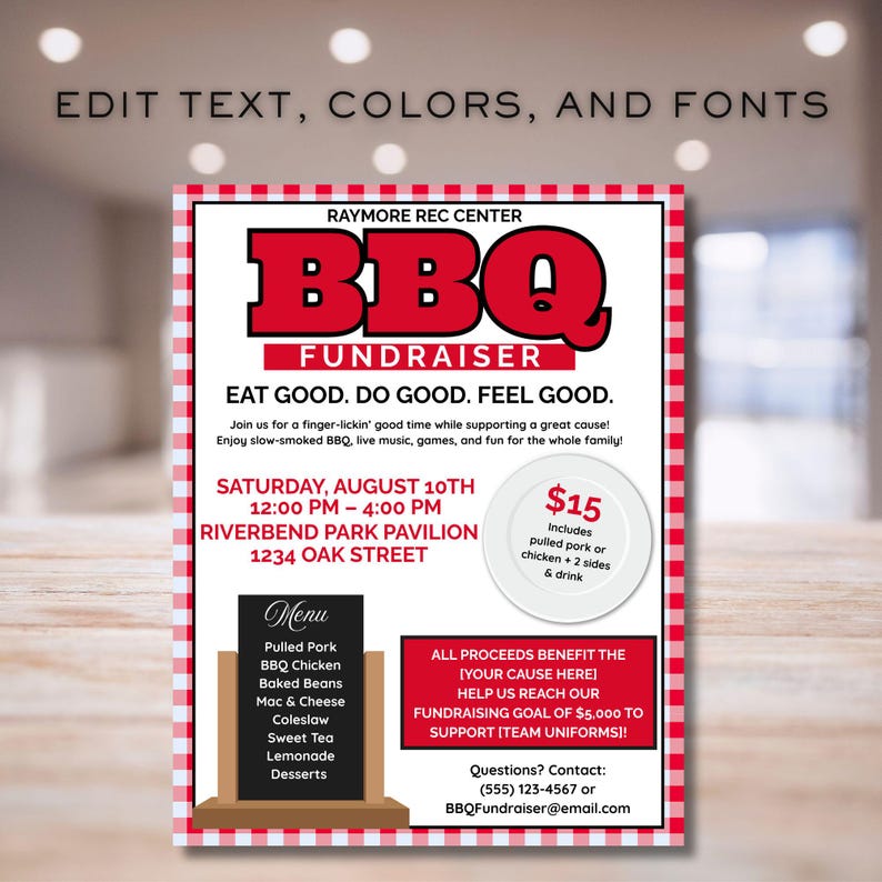 Barbecue Fundraiser Flyer, BBQ Event Flyer, BBQ Theme Flyer ...