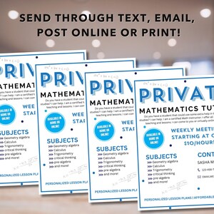 Math Tutor Flyer, Math Teacher Flyer, Tutoring Flyer, Tutoring ...
