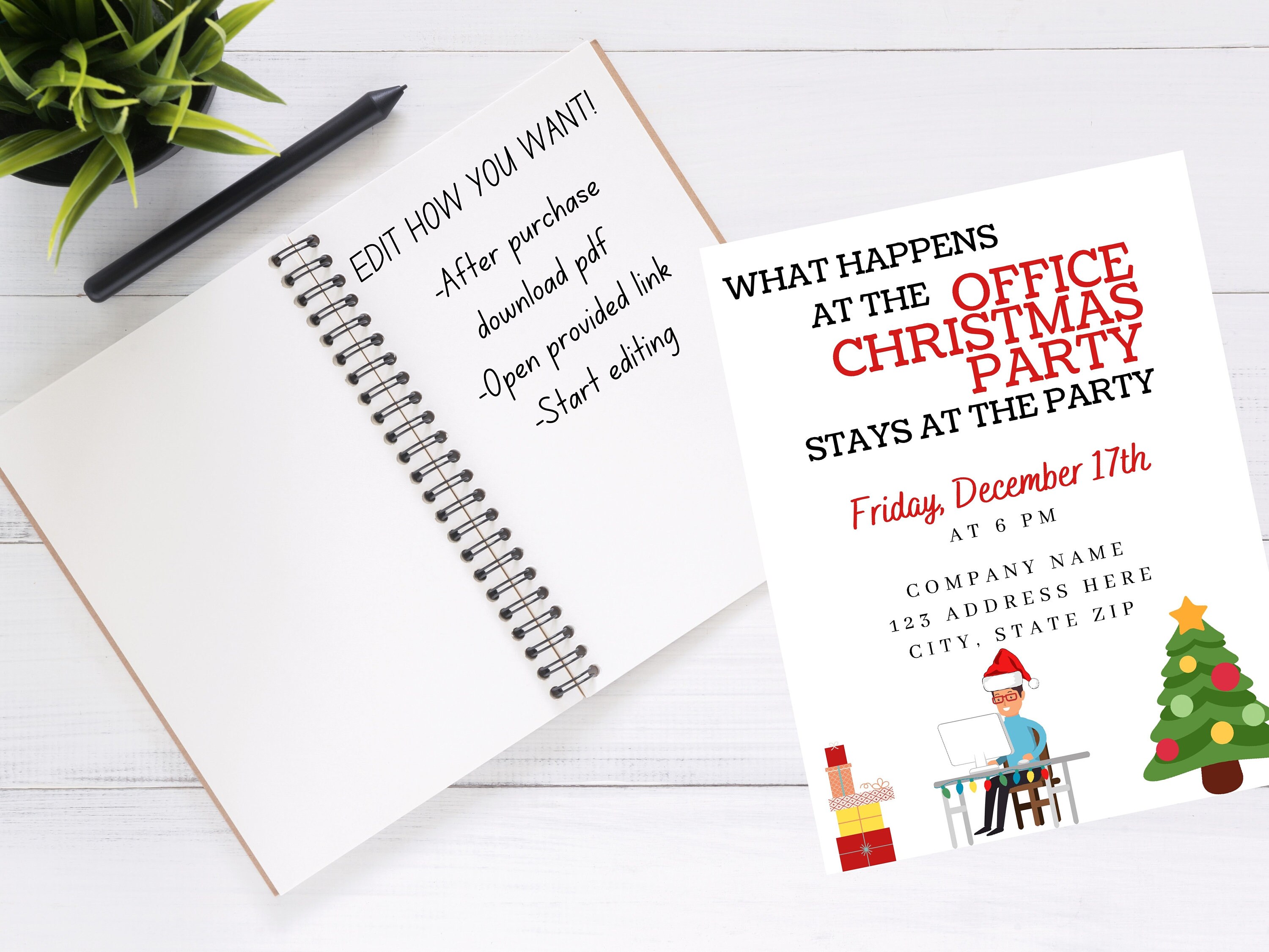 EDITABLE Office Christmas Party Flyer, Email Invite, Company Holiday ...